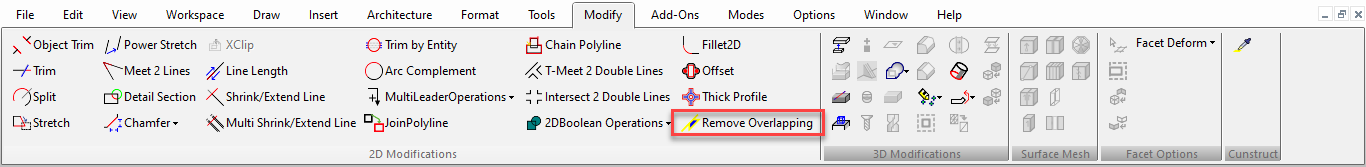 Remove Overlapping TurboCAD 2022 Userguide