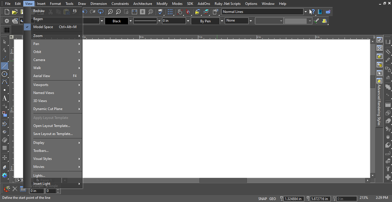 Default User Interface Turbocad 2024 User Guide